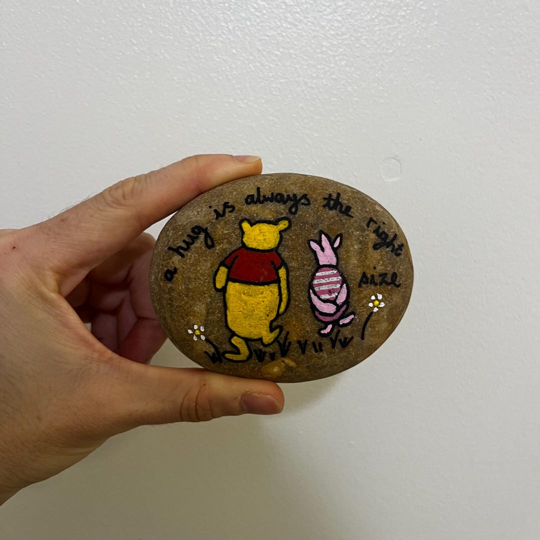 Hand-painted Winnie the Pooh Hug Stone - Etsy