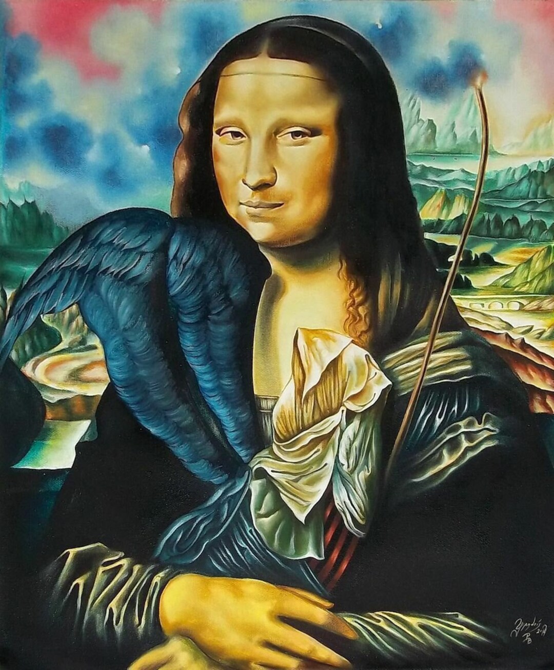 Mona Lisa Fantasy Painting Oil Painting on Canvas Signed / Mona Lisa ...