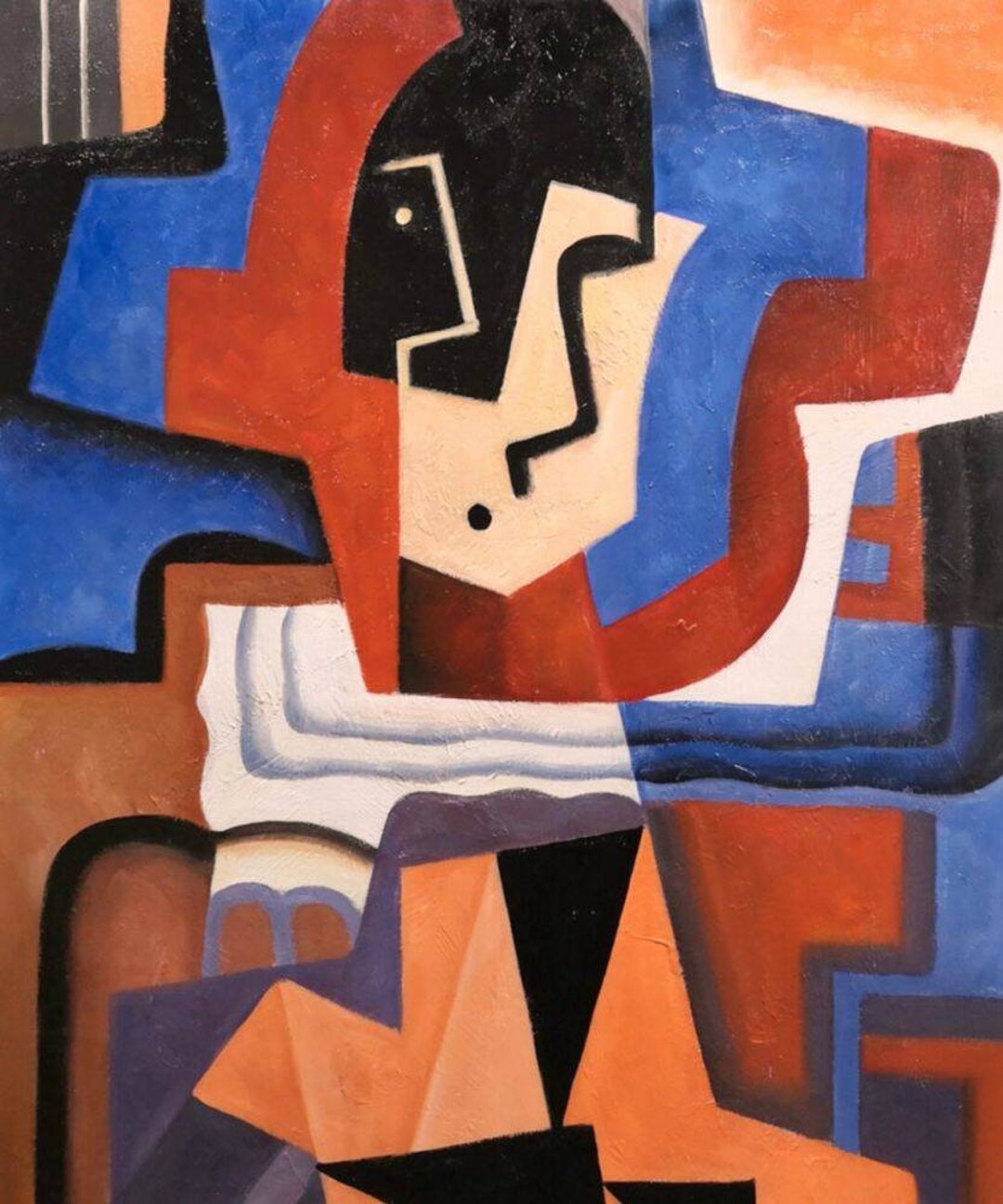 Abstract Harlequin Painting Oil Painting on Canvas Signed / - Etsy