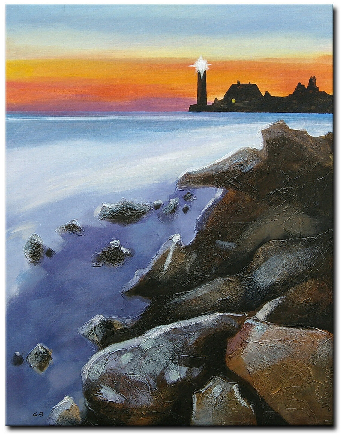 Lighthouse Landscape Painting Oil Painting on Canvas / Seascape Oil ...