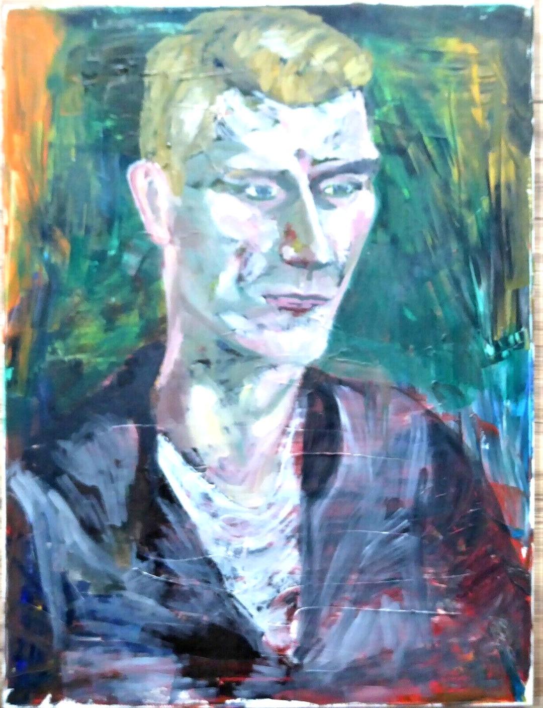 Portrait of Man Acrylic 60x80 Cm Unique - Portrait of Man Acrylic 60x80 ...