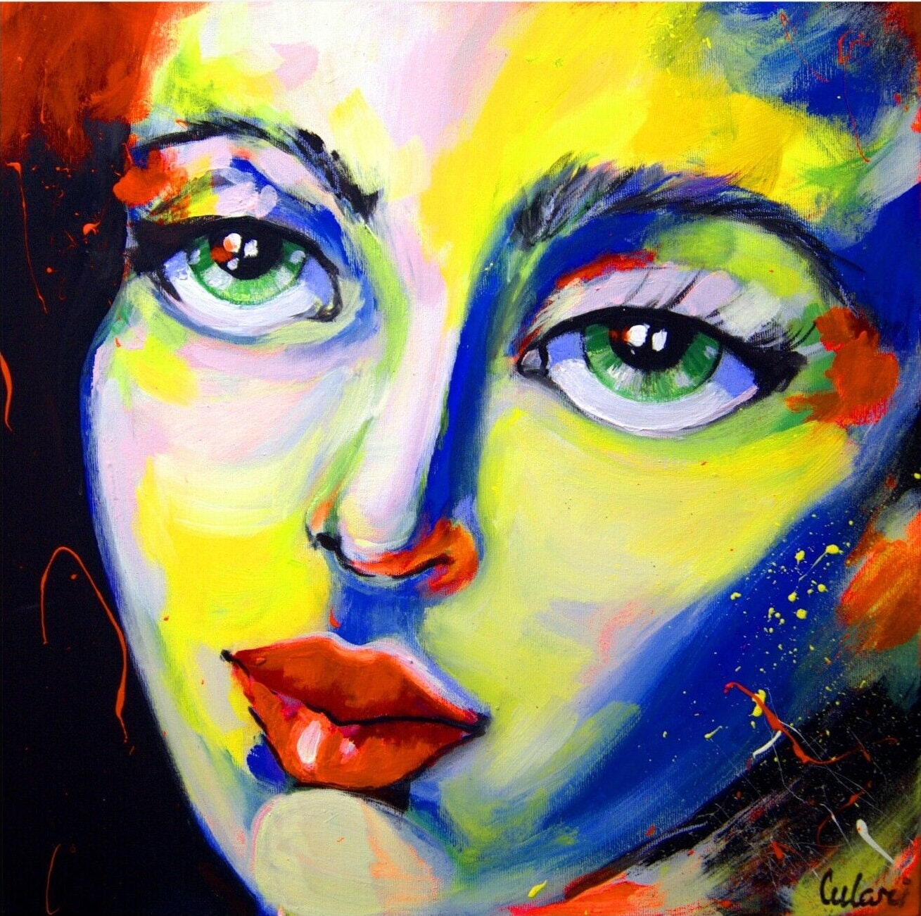 Abstract Portrait Woman Acrylic Painting on Canvas / Abstract | Etsy