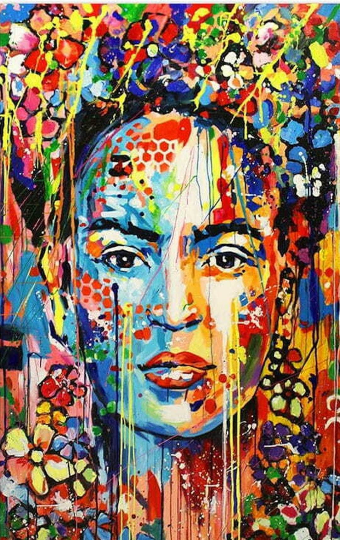 Abstract Portrait Woman Frida Kahlo Painting Oil Painting on Canvas ...