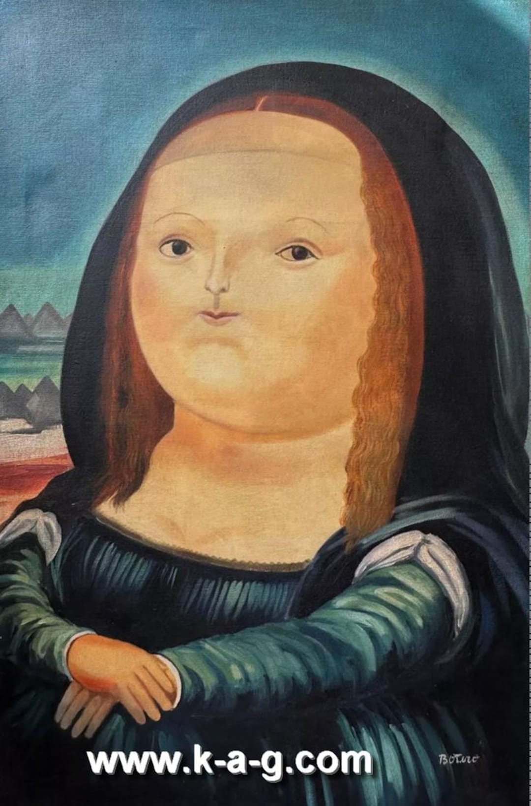 Quadro Oil on Tela DIPINTO A MANO Gioconda Monnalisa Di Botero 60x40cm ...
