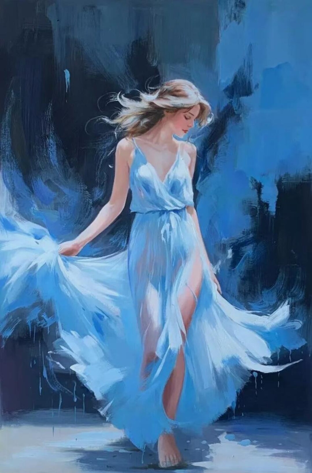 Portrait FEMME DANSEUSE tableau peinture huile sur toile signée / woman ...