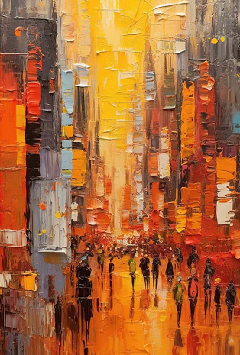 Scene De Rue Tableau Peinture Huile Sur Toile Signée / Cityscape New ...