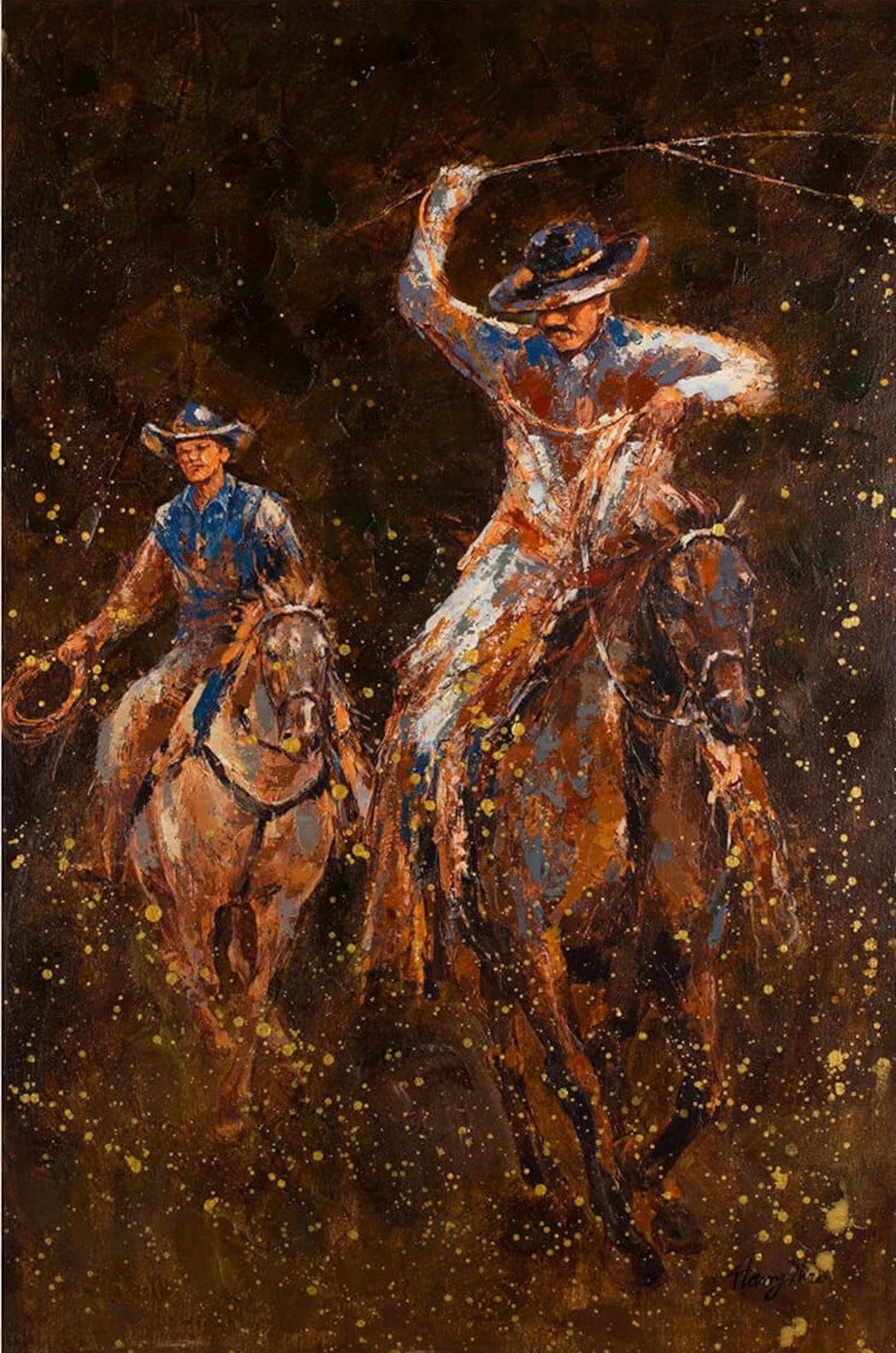 Portrait Cowboy Acrylic Painting on Canvas / Modern Art Western Cowboyi ...
