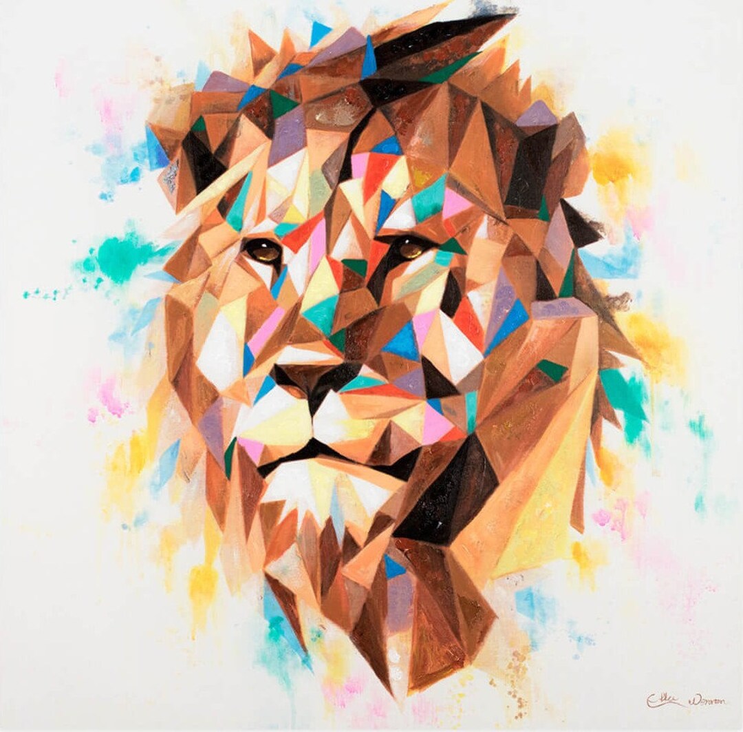 Abstract Portrait Animal Lion Painting Acrylic Painting on Canvas ...