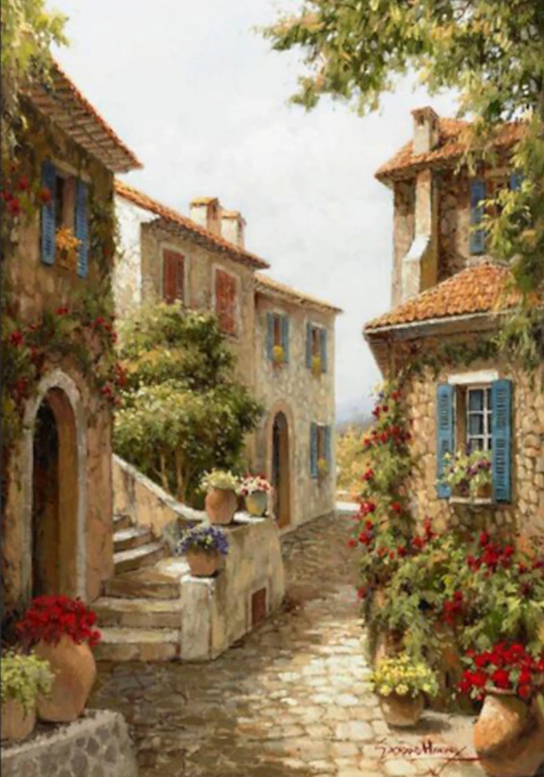 Hand Painted Mediterranean Landscape Paintings Garden House Oil ...