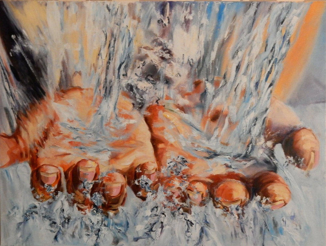 Hands Painting Oil Painting on Canvas Signed / Hands Oil Painting on ...