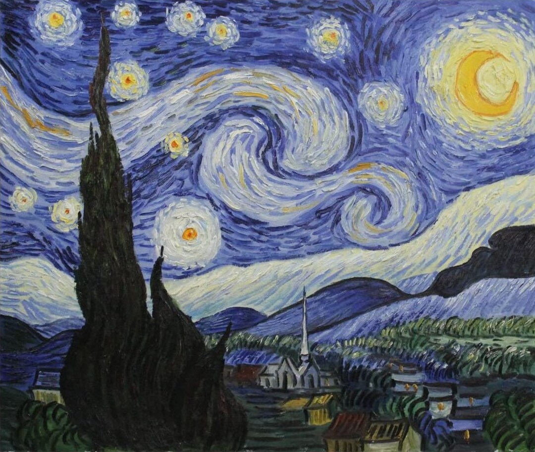 Starry Night Landscape After Van Gogh Oil on Canvas / Starry - Etsy