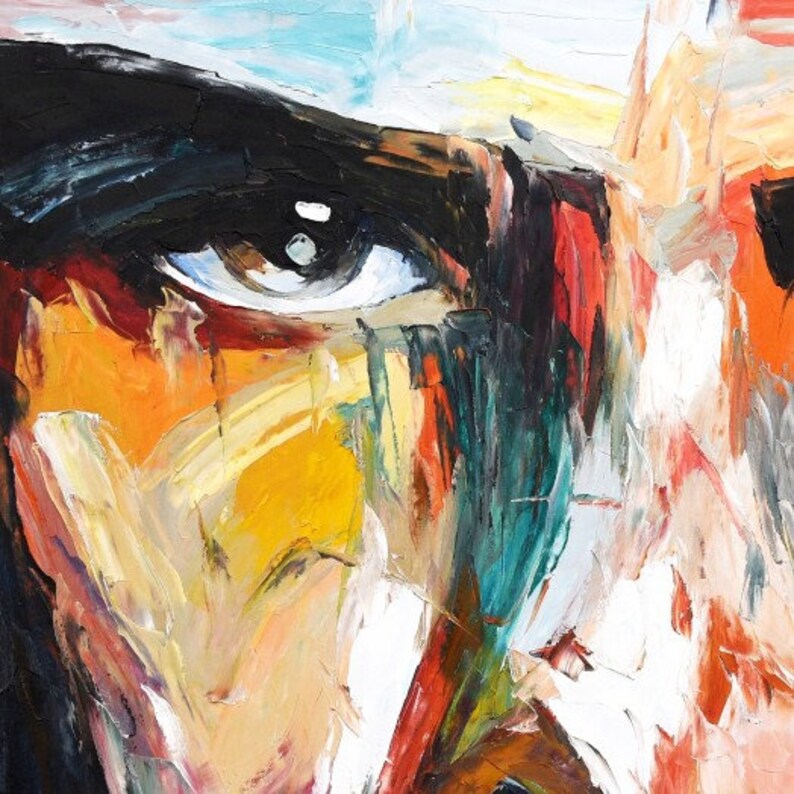 Portrait Man Painting Acrylic Painting on Canvas Signed / Figure Man ...