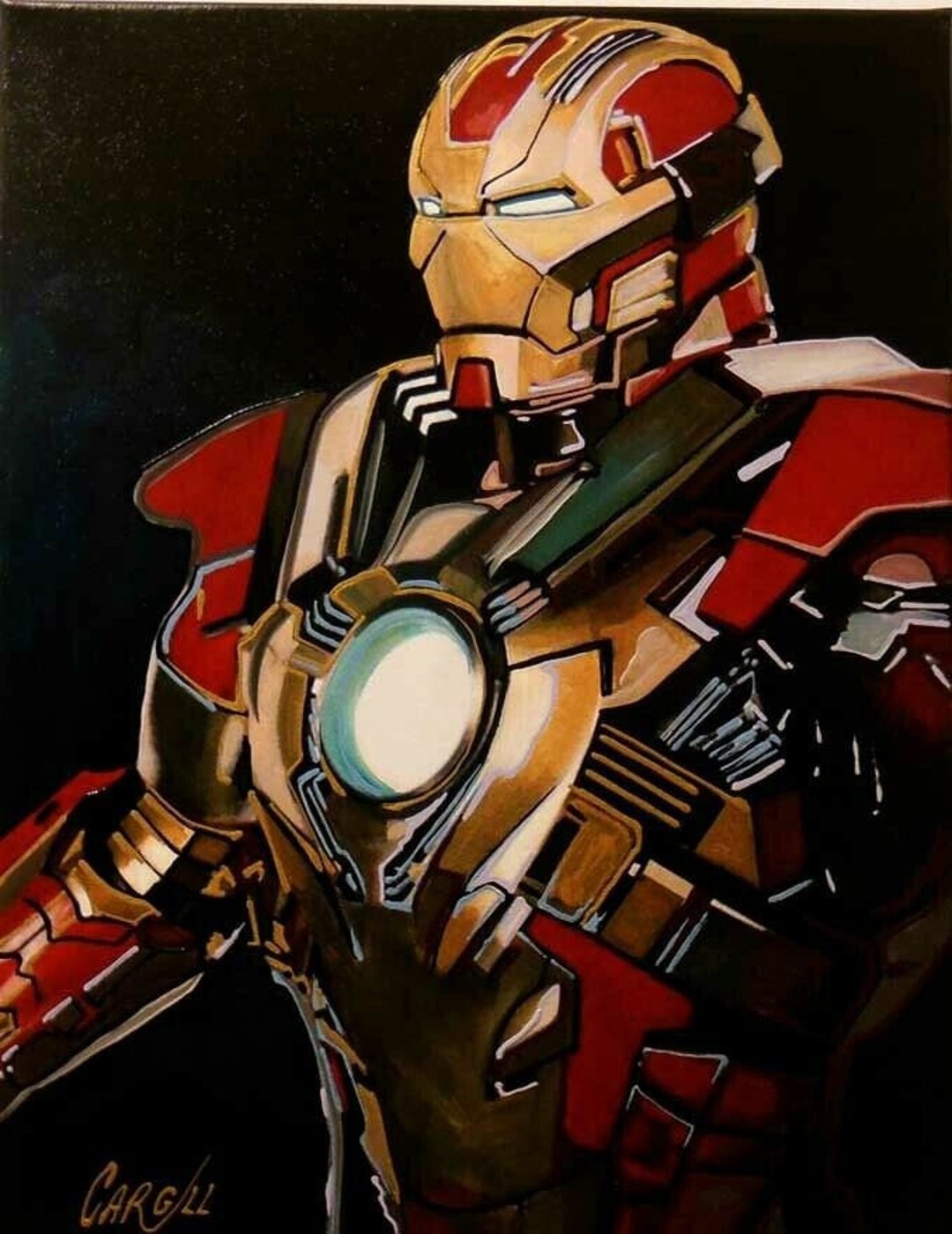 Iron Man Painting Oil Painting on Canvas Signed / Hand Painted Cartoon ...
