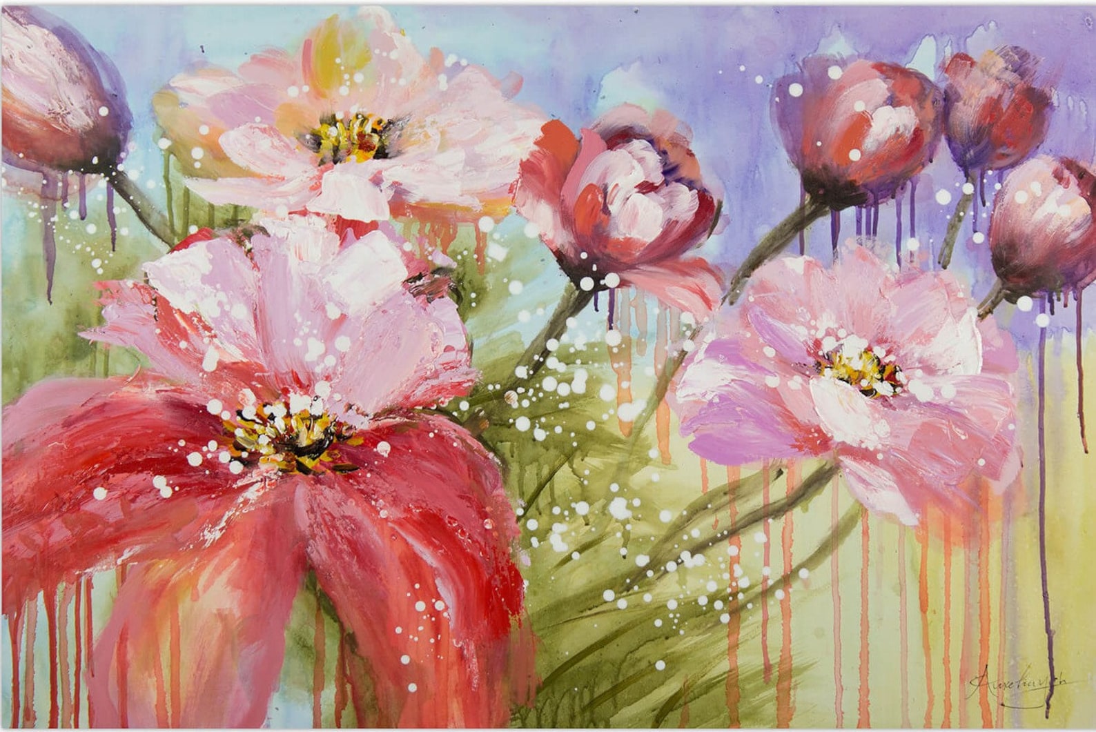Abstrakt Malerei Acryl Blumen auf leinwand / abstract flowers acrylic ...