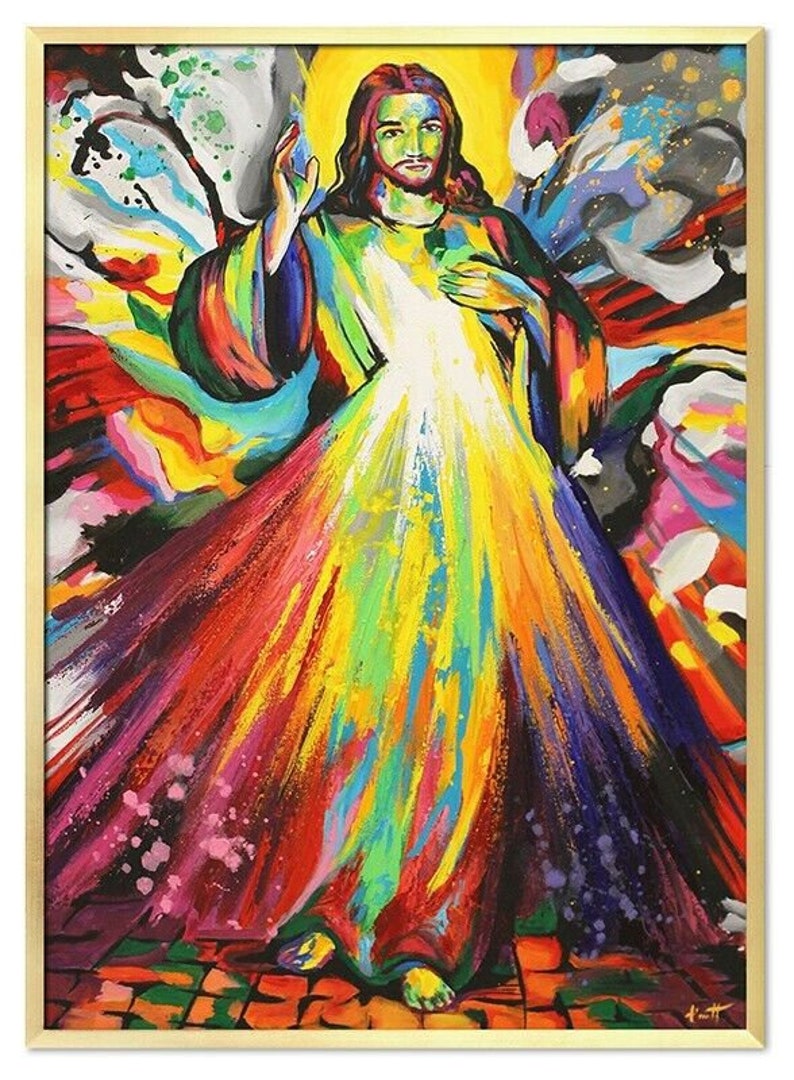 Jesus Christ Abstract Oil Painting Canvas 53x73cm Art - Etsy