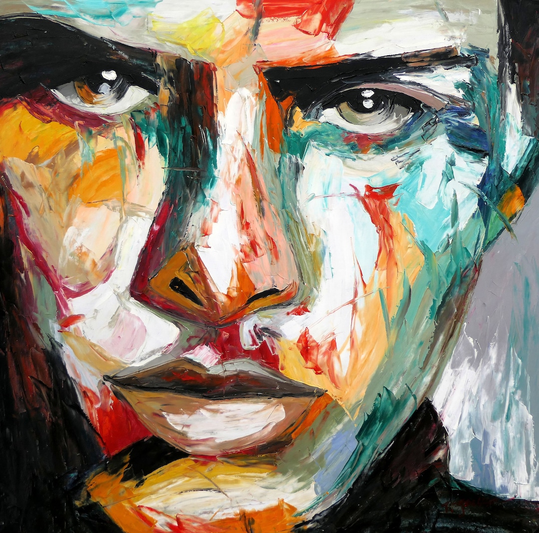 Portrait Man Painting Acrylic Painting on Canvas Signed / - Etsy