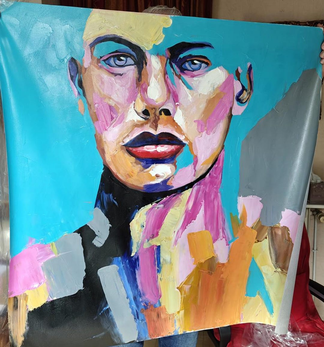 Portrait Man Painting Acrylic on Canvas - Etsy
