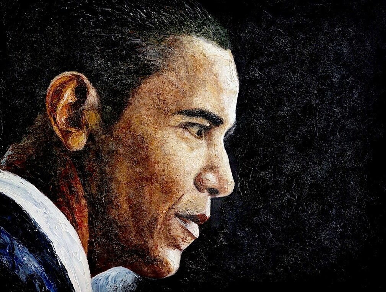 Portrait Barak Obama Painting Oil Painting on Canvas Signed / Barak ...