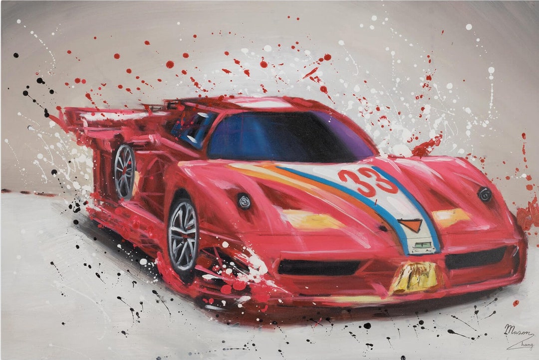 Race Car Acrylic Painting on Canvas / Abstract Team Car Acrylic ...