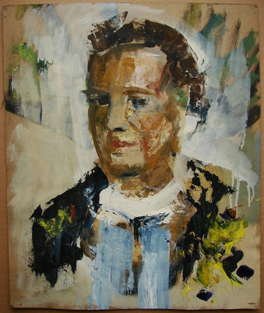 Portrait Man Painting Oil Painting on Panel / Figure Man Oil Painting ...