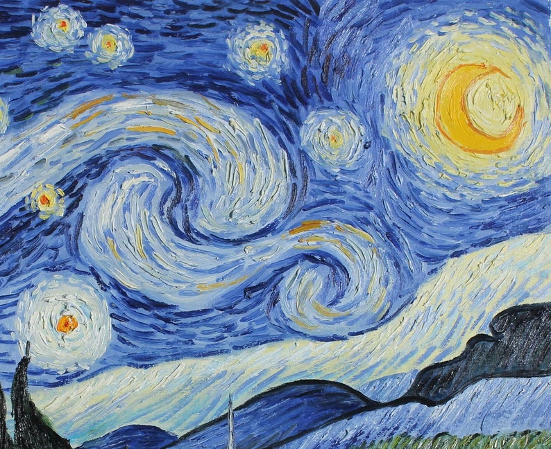 Starry Night Landscape After Van Gogh Oil on Canvas / Starry Night ...