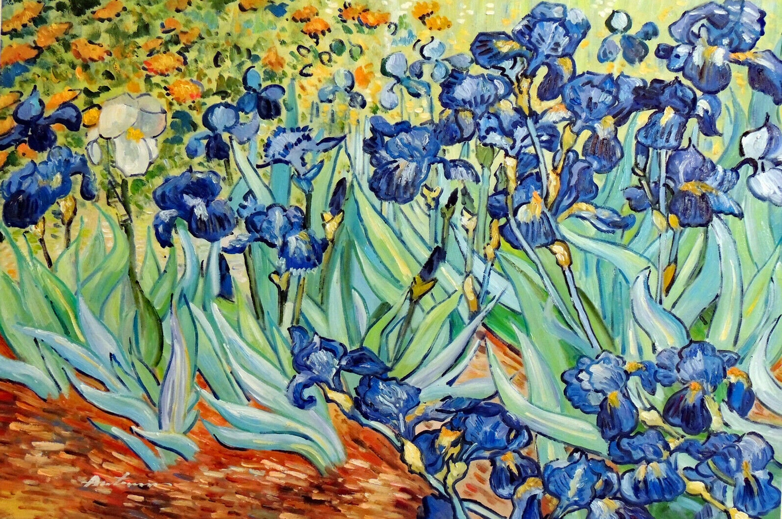 Fleurs iris tableau peinture huile sur toile / flowers oil painting on ...