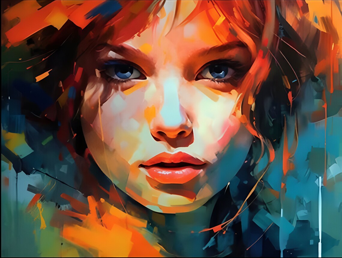 Portrait Woman Painting Oil Painting on Canvas Signed / Female Painting ...