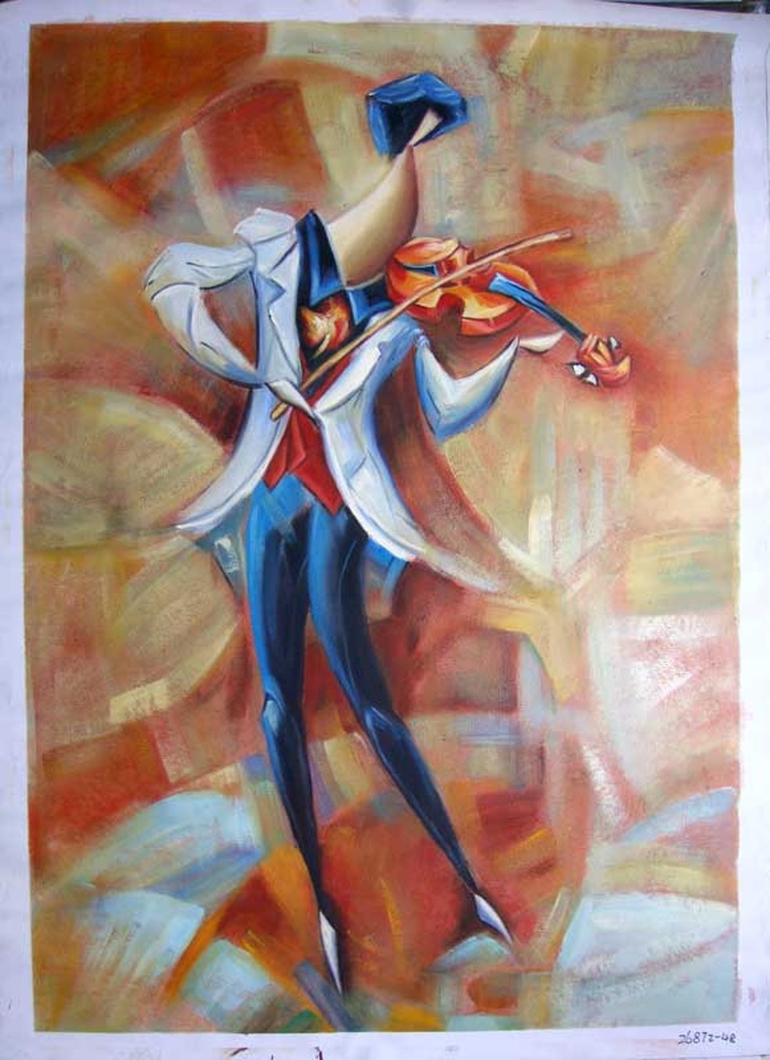 Abstract Man Playing Music Oil Painting on Canvas - Etsy