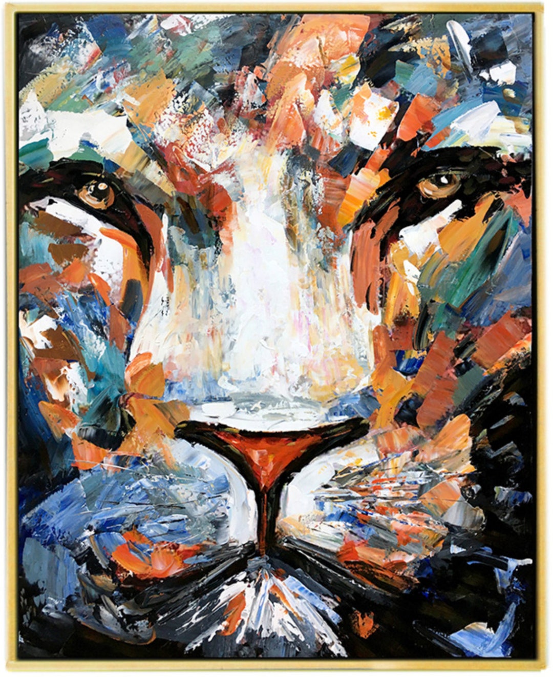 Portrait Lion Animal Painting Oil Painting on Canvas Framed / Animal ...