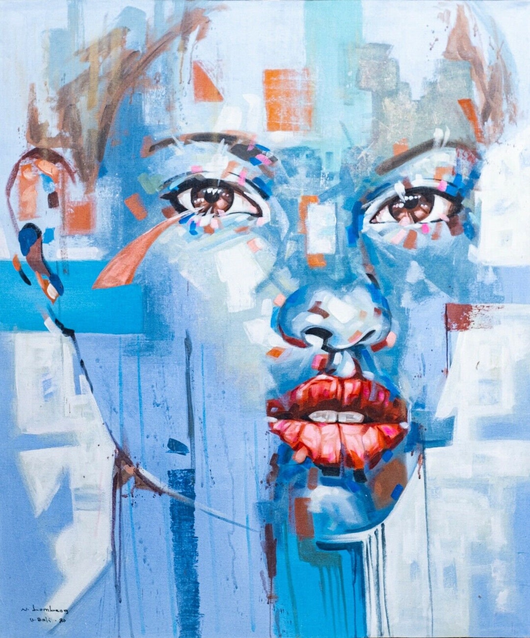 Abstract Portrait Woman Painting Oil on Canvas / Abstract Figure Woman ...