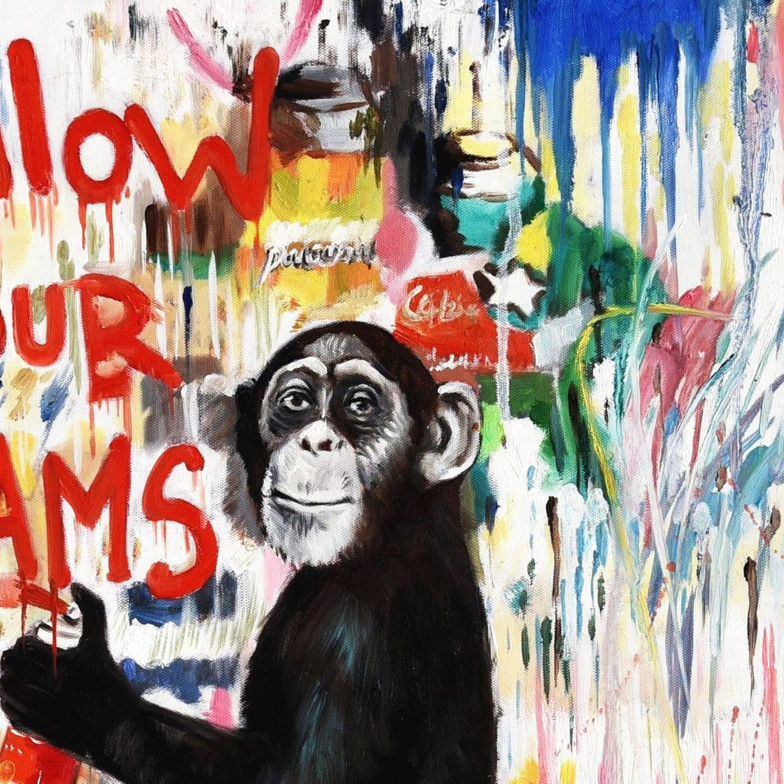Street Art Monkey Painting Acrylic Painting on Canvas Signed / Street ...