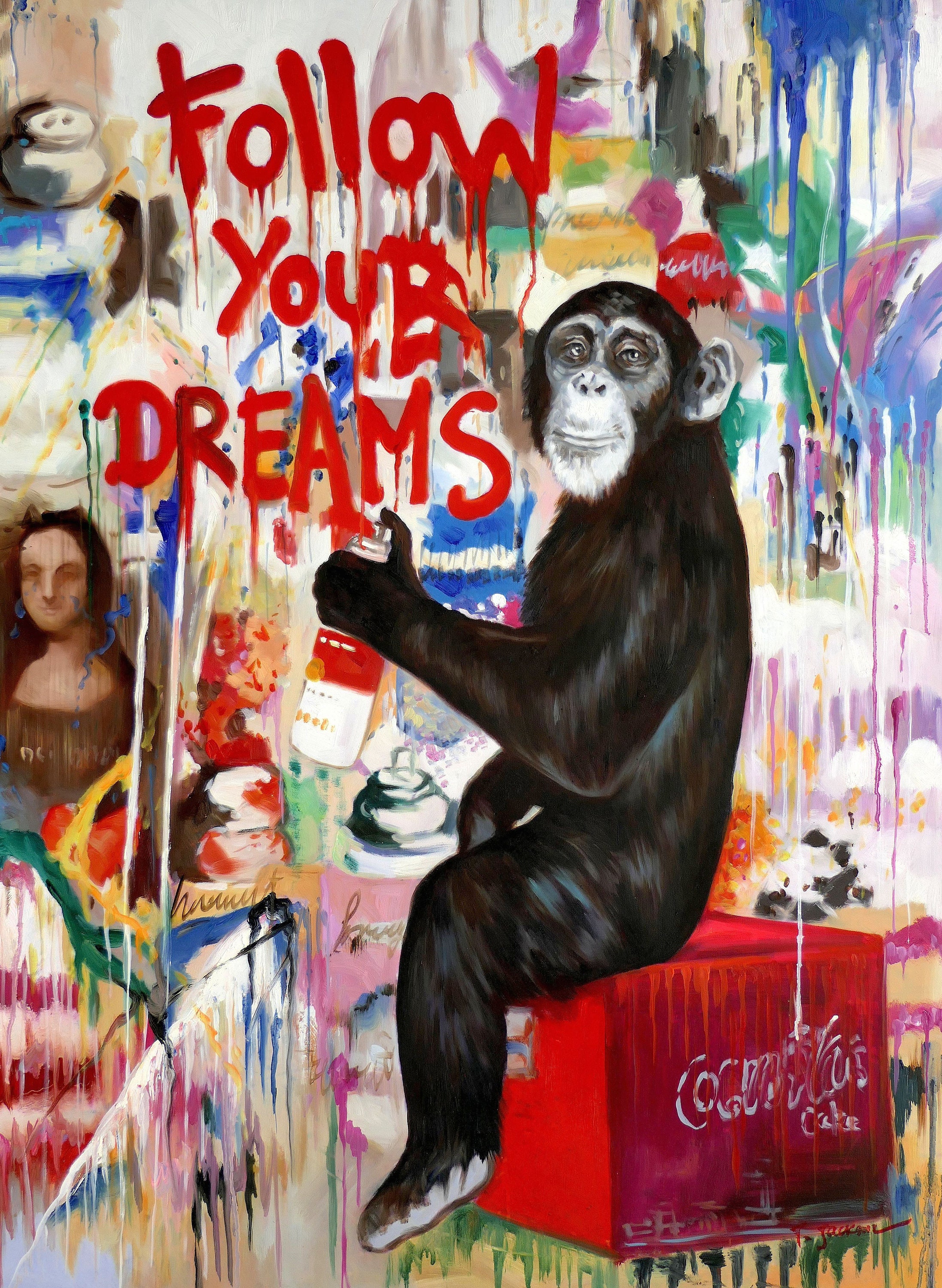 Street Art Monkey Painting Acrylic Painting on Canvas Signed / Street ...
