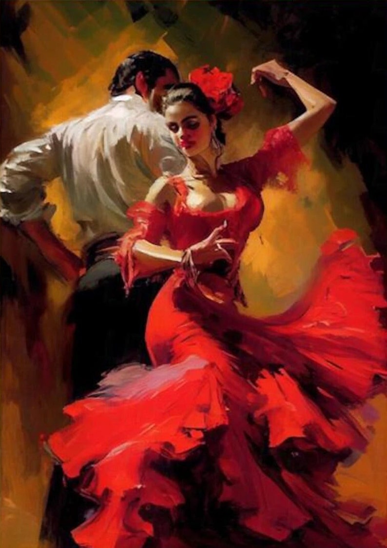 Flamenco Dancers Oil Painting on Canvas / Flamenco Dancers Oil Painting ...