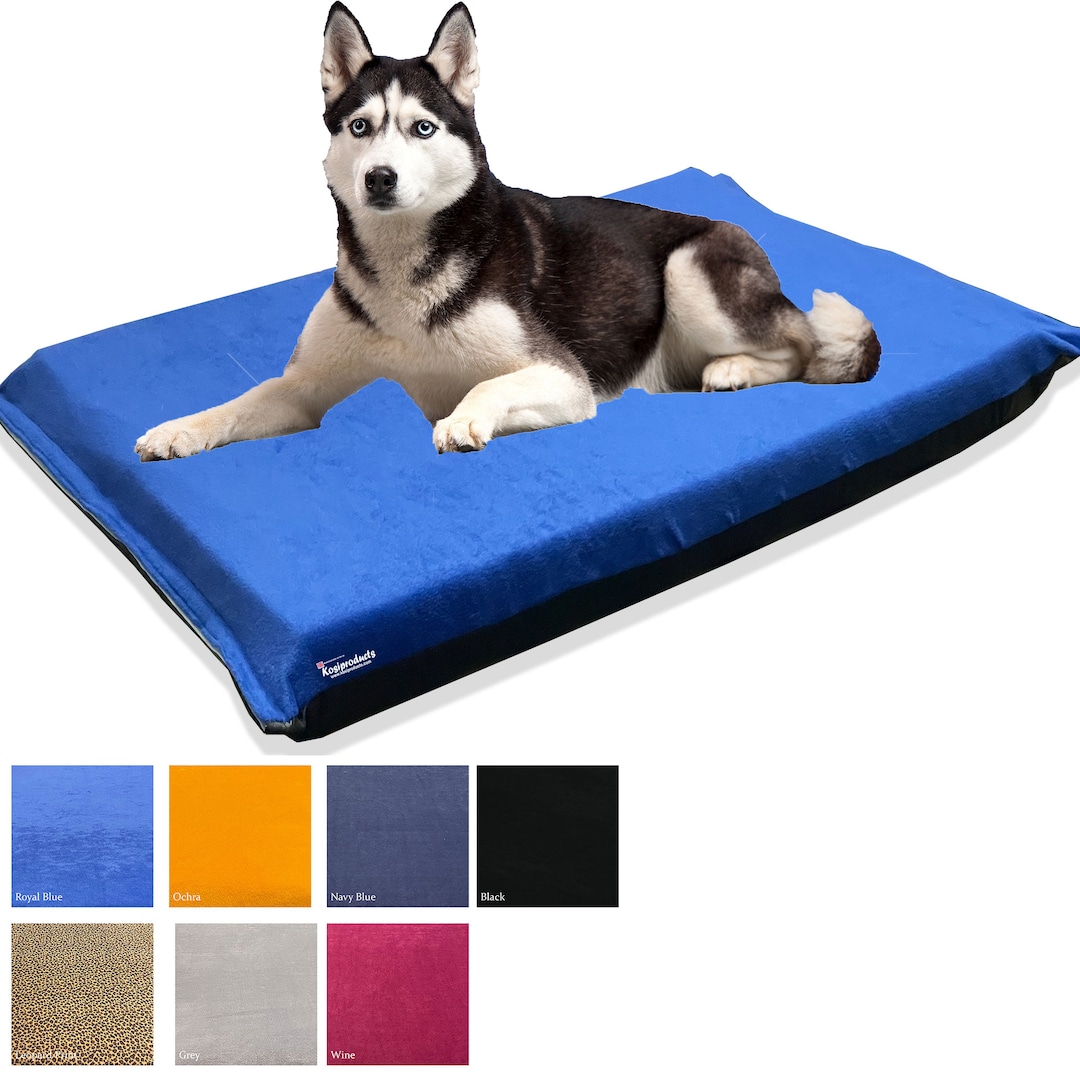 Royal Blue Dog Bed Mattress for Large Dogs, Fleece Removable Cover, Dog ...