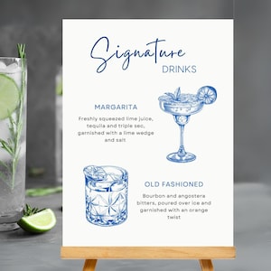 Royal Blue Signature Drinks Sign | Wedding Signature Cocktails Sign ...