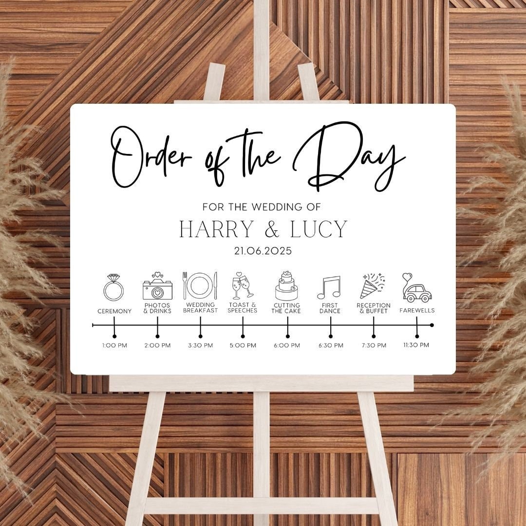 Custom Order of the Day Sign | Custom Wedding Order of Day Board ...