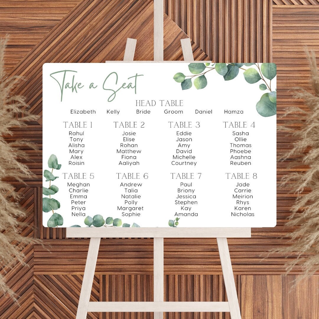 Custom Wedding Seating Plan Sign Custom Seating Chart Board Custom ...