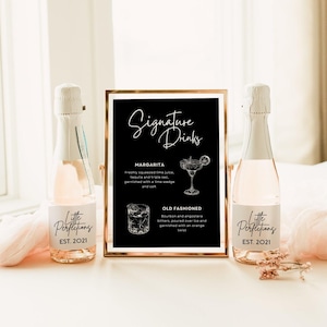 Black Signature Drinks Sign | Wedding Signature Cocktails Sign | Chic ...