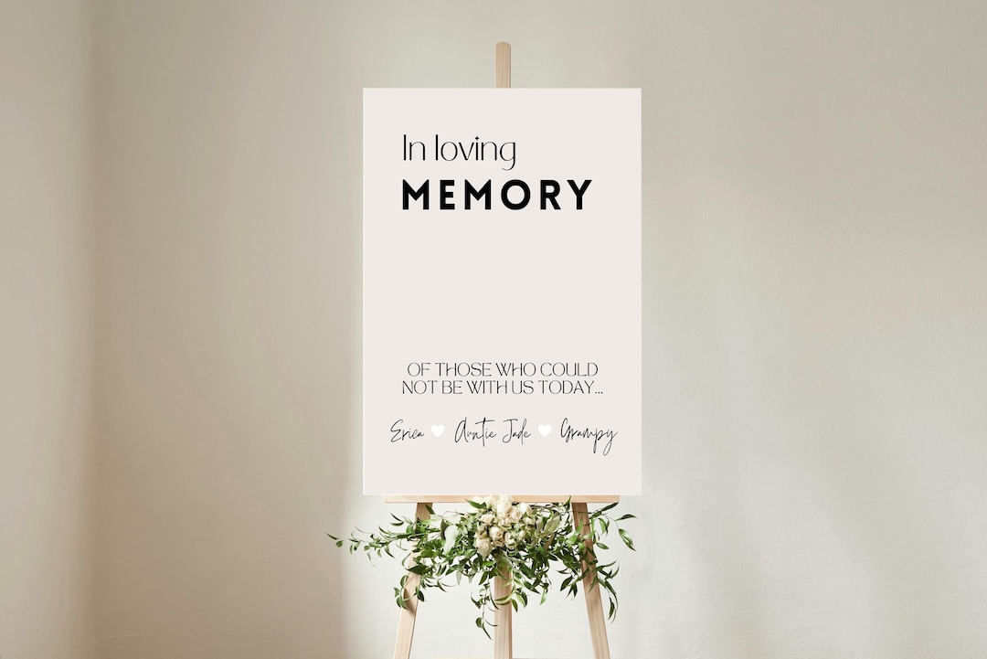 Modern "in Loving Memory" Table Sign | Wedding Memory Table Sign ...