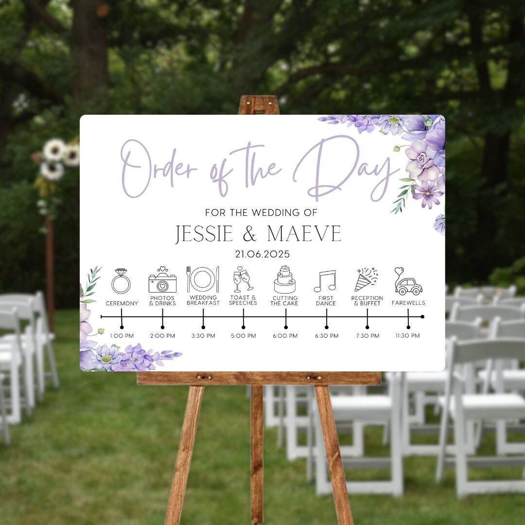 Custom Order of the Day Sign Custom Wedding Order of Day - Etsy UK