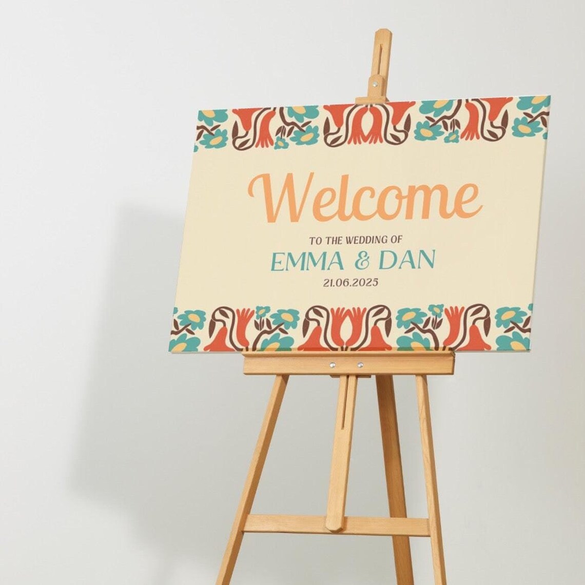 Retro Cream Wedding Welcome Sign | Custom Wedding Sign UK ...