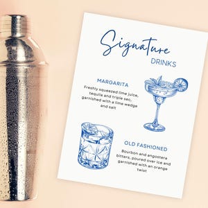 Royal Blue Signature Drinks Sign | Wedding Signature Cocktails Sign ...