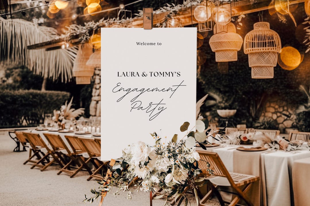 Demure Engagement Party Sign | Custom Engagement Party Board ...