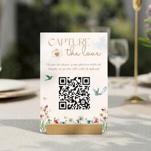 Wild Flowers Photo Sharing QR Code Sign | Fairytale Capture the Love ...