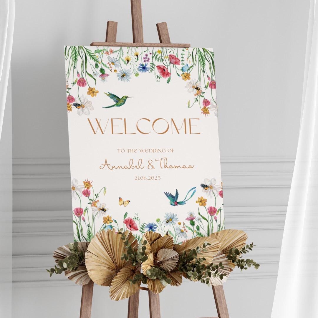 Wild Flowers Wedding Welcome Sign | Custom Wedding Sign UK | Floral ...