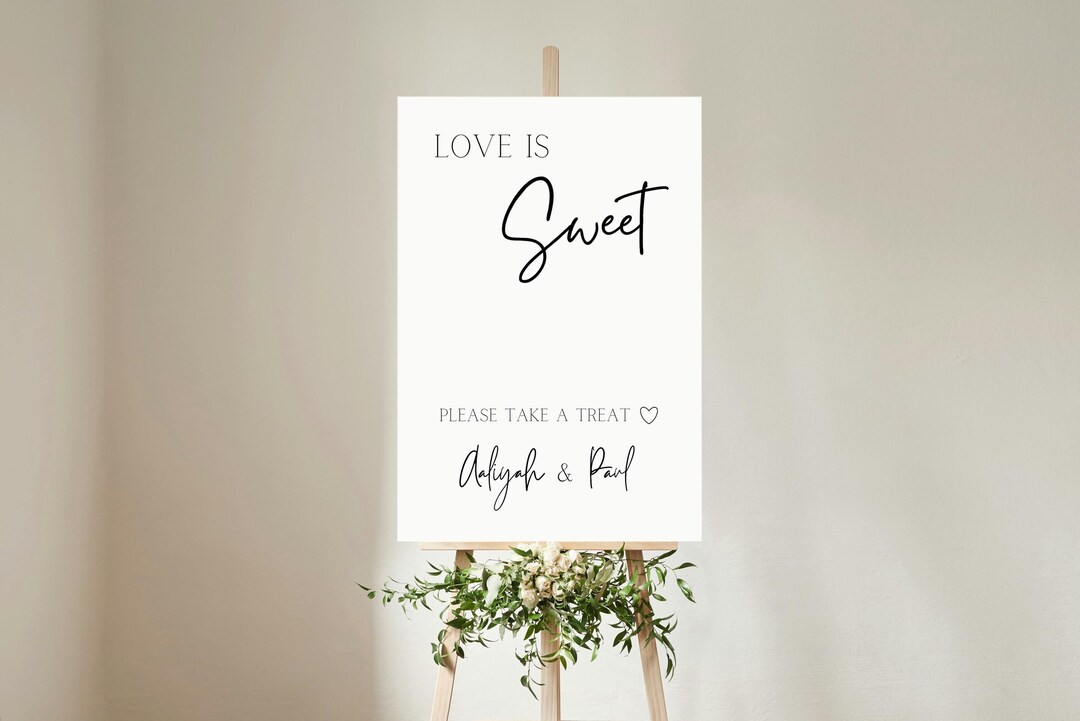 Love is Sweet Wedding Sign | Minimalist Sweet Table Sign | Wedding ...