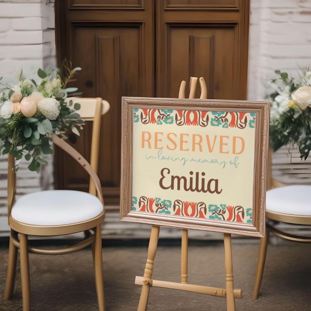 Reserved in Memory Chair Sign for Wedding | Retro Cream Reserved in ...
