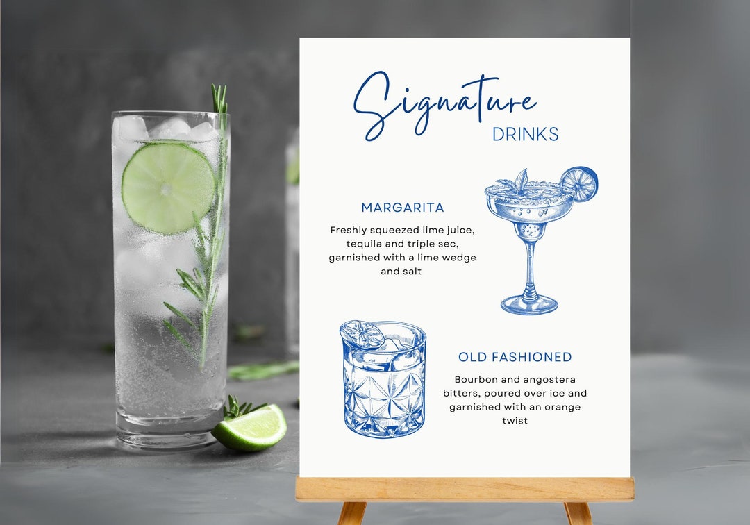 Royal Blue Signature Drinks Sign | Wedding Signature Cocktails Sign ...