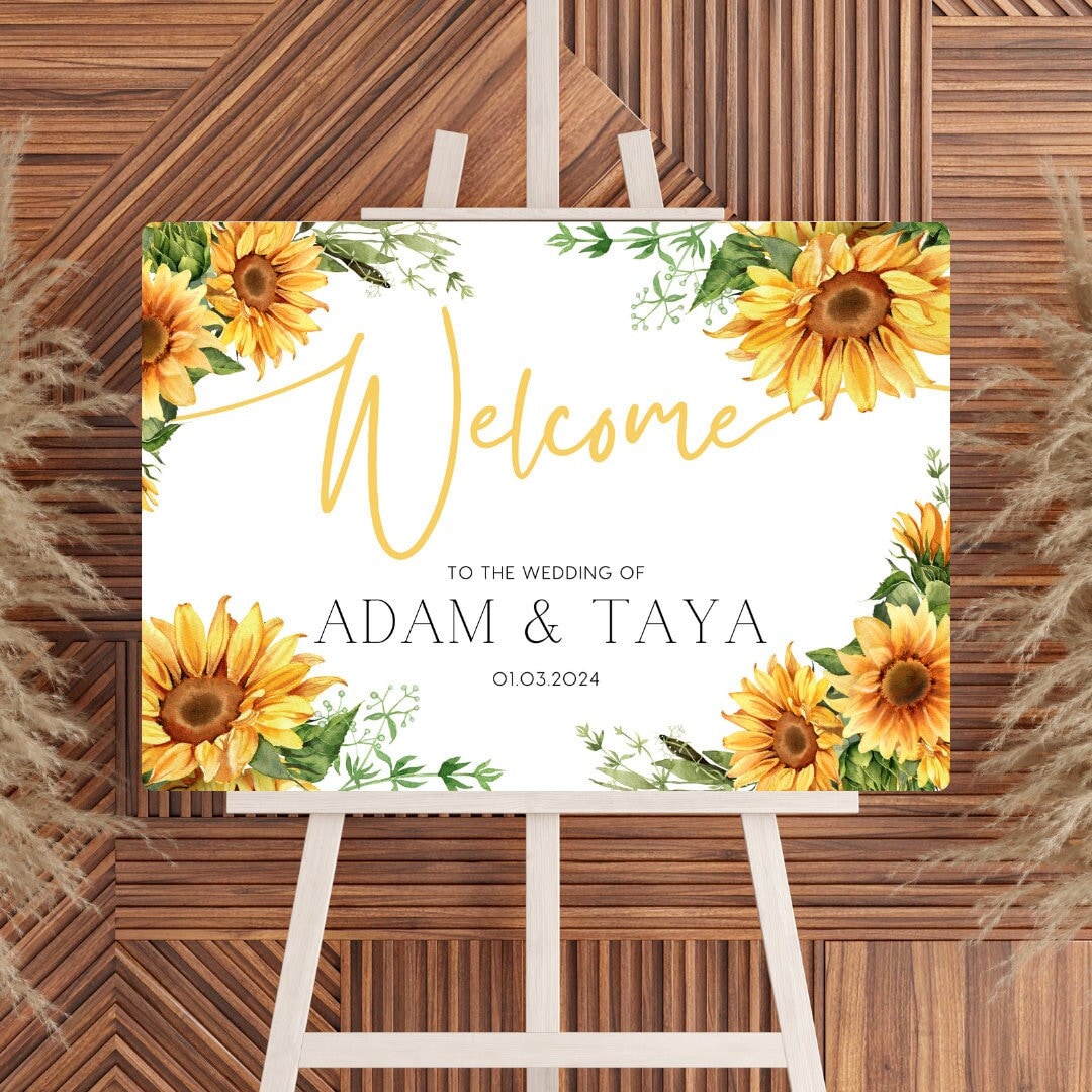Sunflower Wedding Welcome Sign Custom Wedding Boards Order of the Day ...