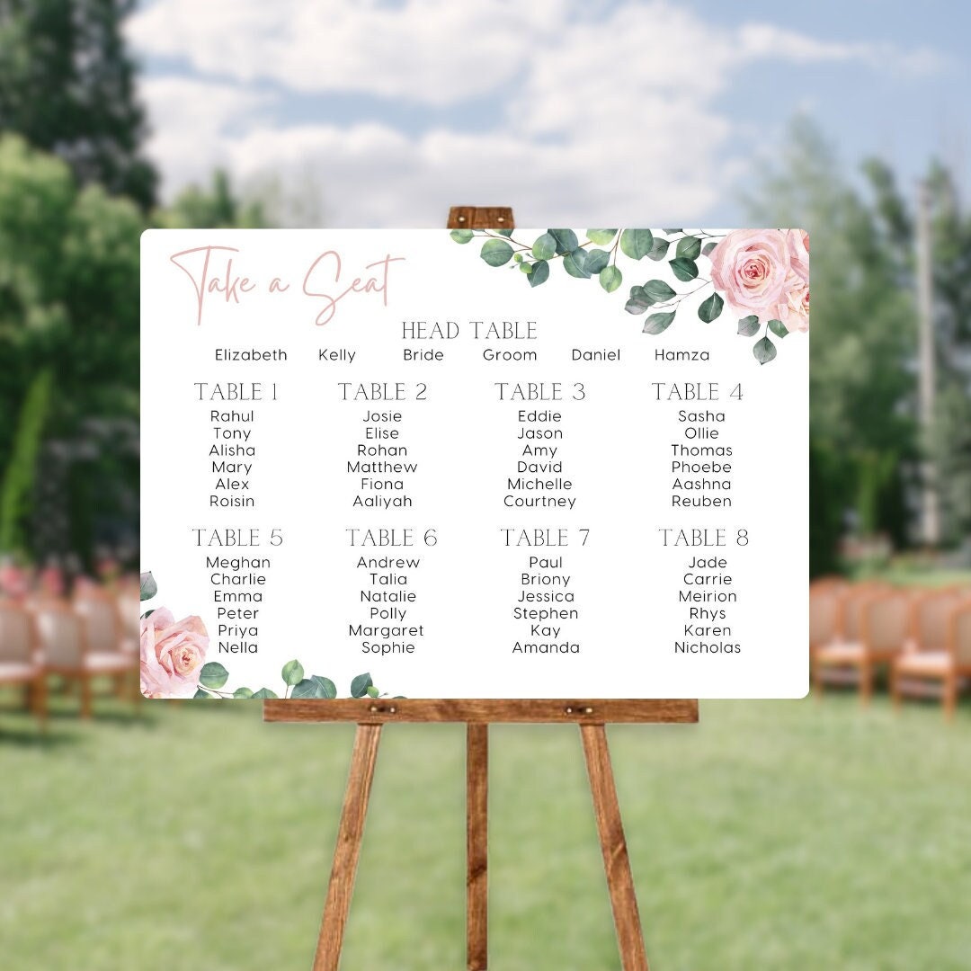 Custom Wedding Seating Plan Sign | Custom Seating Chart Board | Custom ...